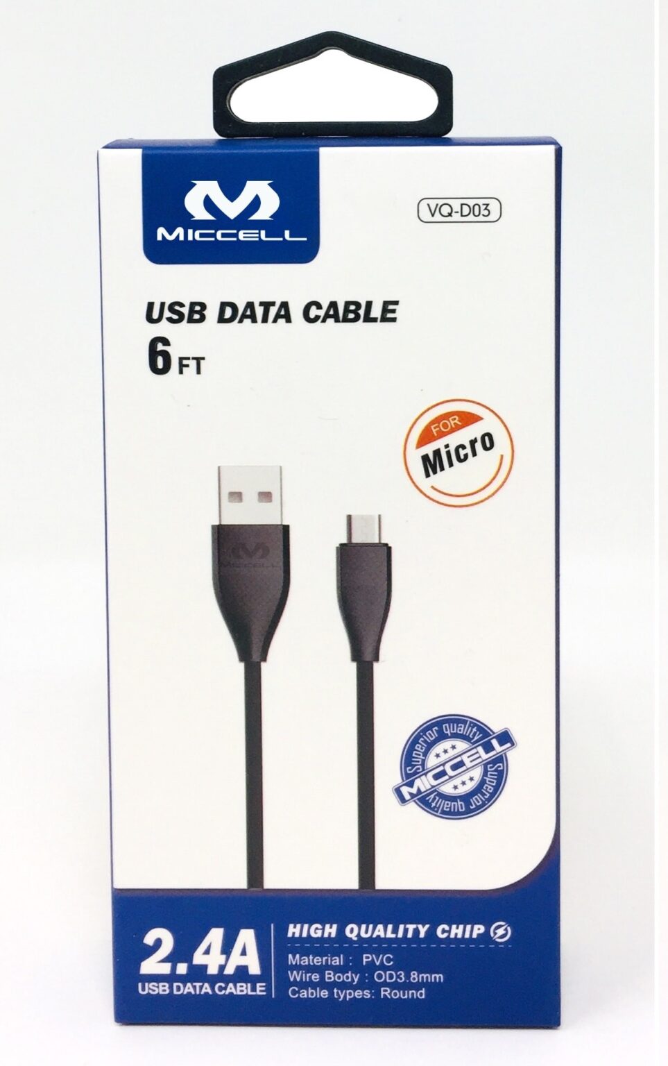S1020 Miccell USB Data Cable 6ft (VQ-D03) Box pack - MiccellUSA