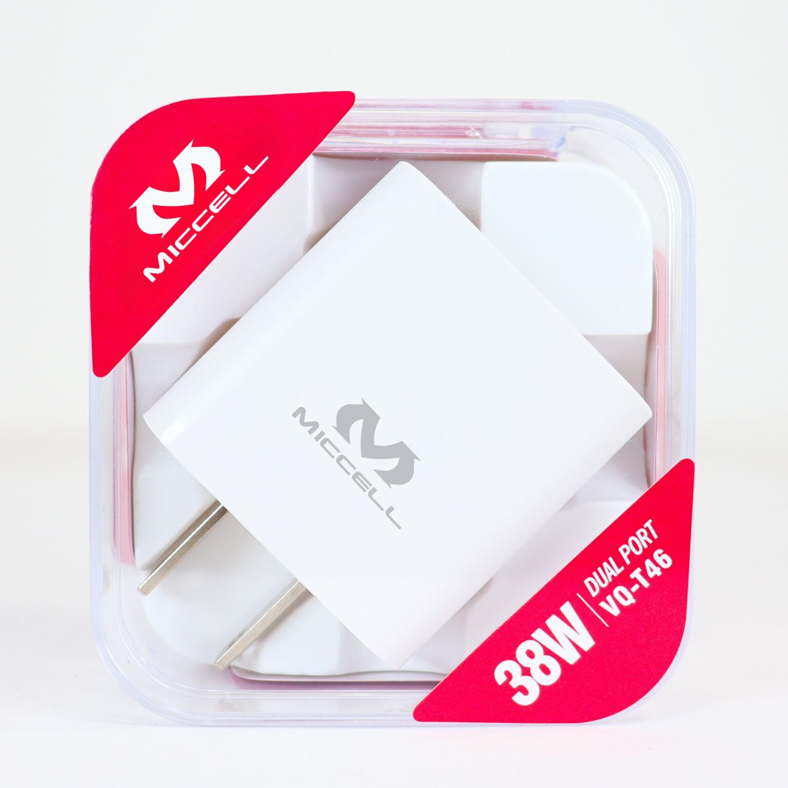 S2392 Miccell DUAL Port Fast WALL Charger 38W+3.0 (VQ-T46) Acrylic Pack ...