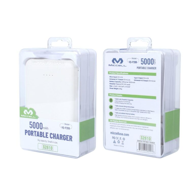 S2610 Miccell 5000mAh Dual Port Power Bank (VQ-P269) Acrylic Pack ...